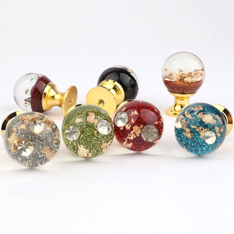 Colorful Glitter Crystal Ball Knobs Nordic Style Drawer Pulls | Etsy