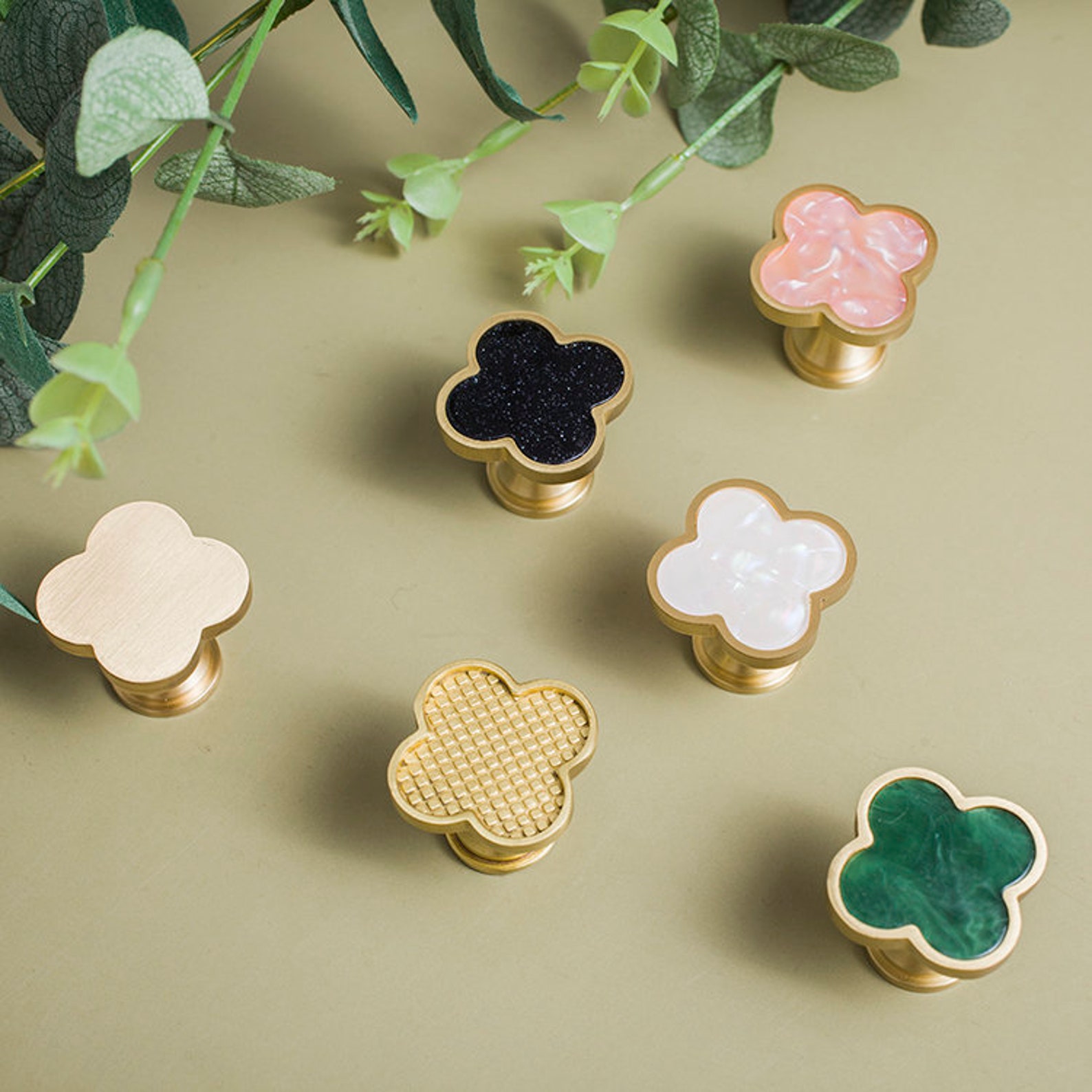 Four Leaf Clover Brass Crystal Knobs Luxury Drawer Pulls - Etsy