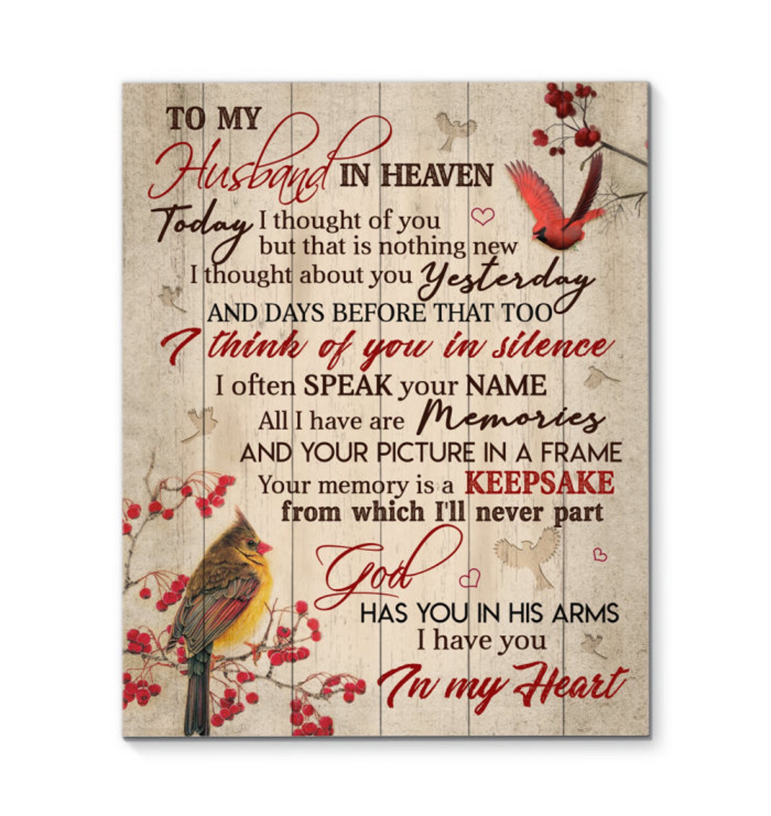 To My Husband In Heaven I Have You In My Heart Canvas Poster Etsy