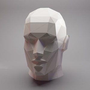 3d Human Face Papercraft Trophy. Origami Full Face Abstract Sculpture ...