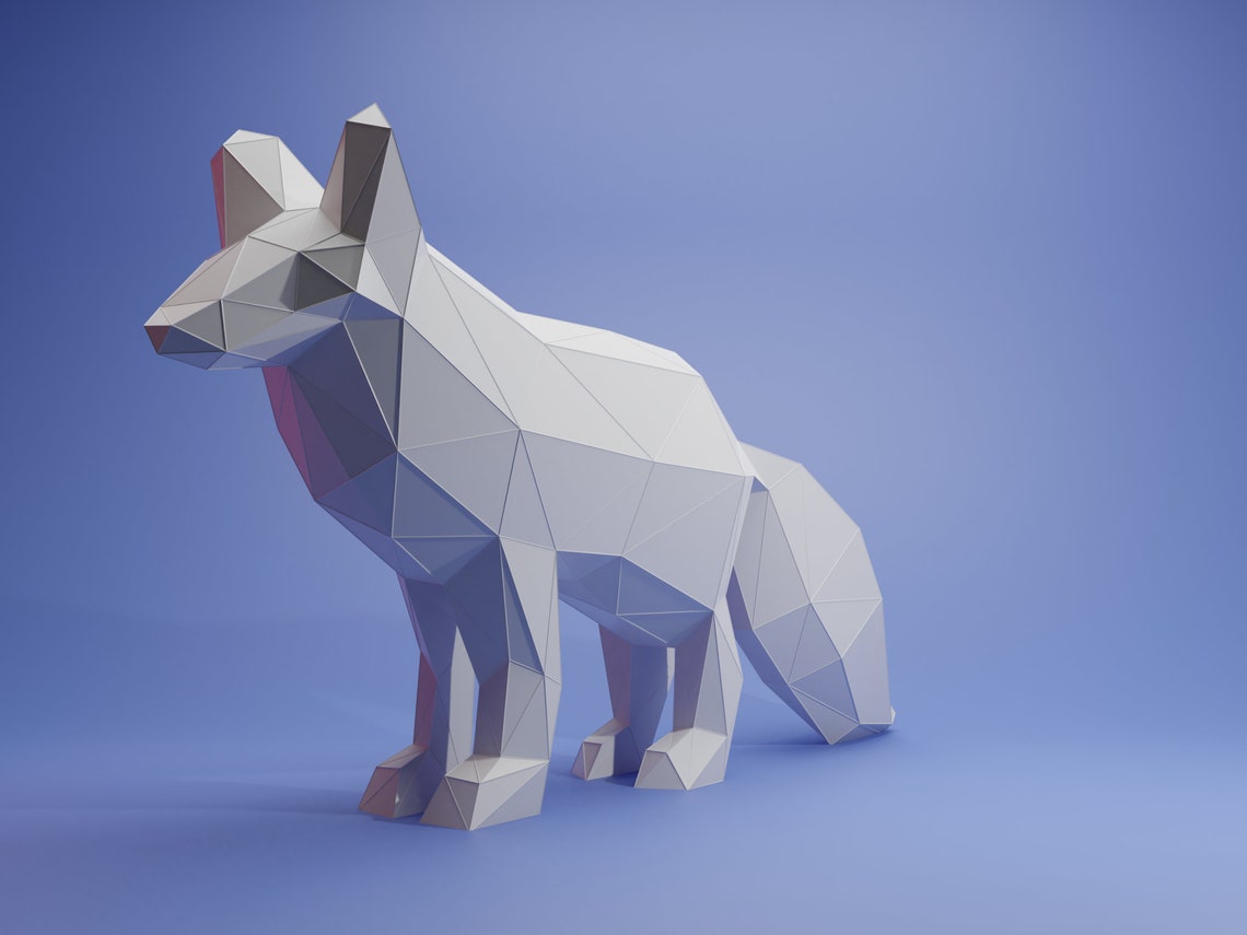 3D Papercraft Arctic Fox Template Paper Decoration Low Poly - Etsy