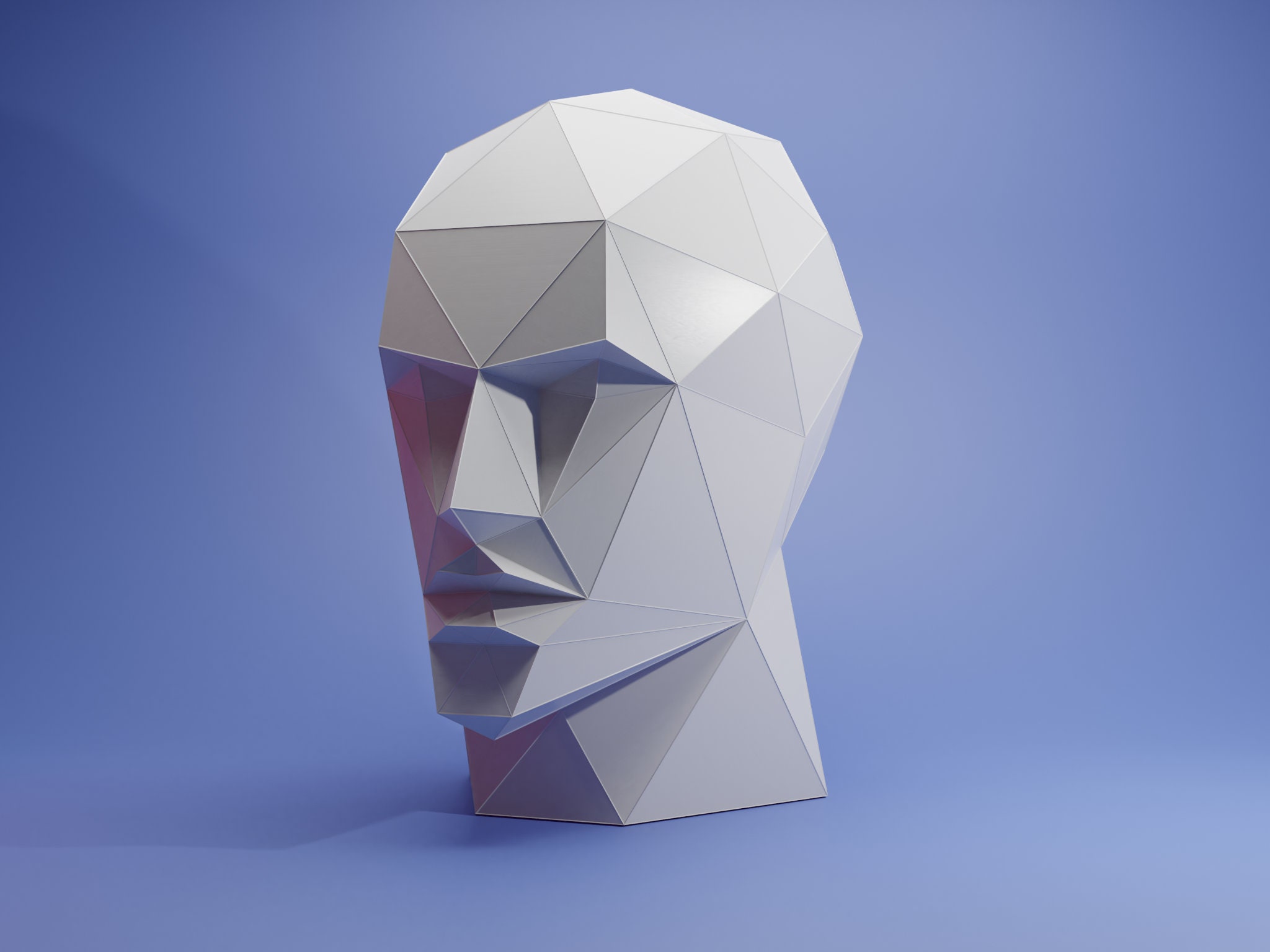 3d Human Face Papercraft. Geometric Origami Full Face Abstract ...