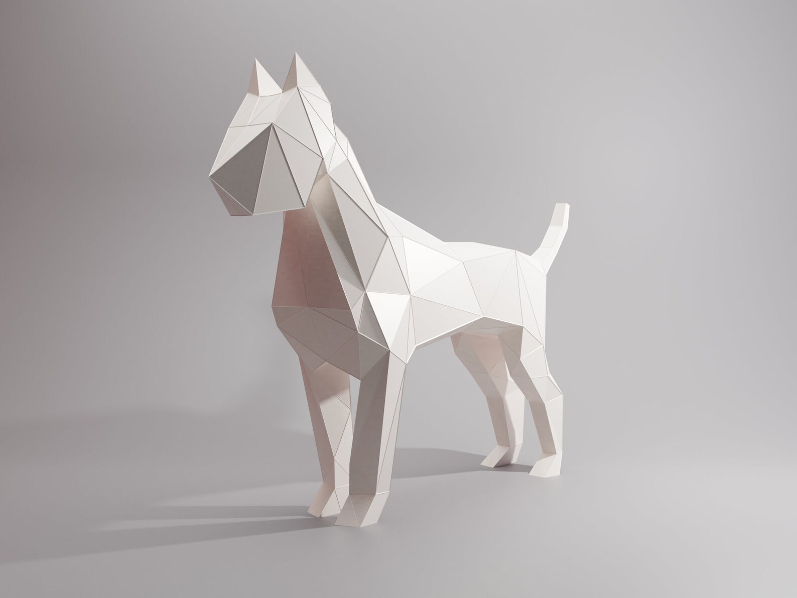 3D Papercraft Dog, Origami Trophy, Pet Decoration in Low Poly, Animal ...