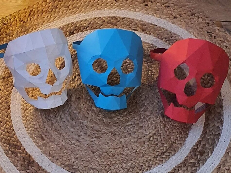 Papercraft Mask, Skull Mask for Halloween and Cosplay Party Lowpoly ...