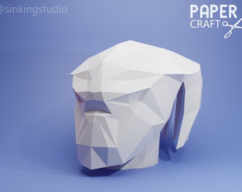 3d Human Face Papercraft. Geometric Origami Full Face Abstract ...