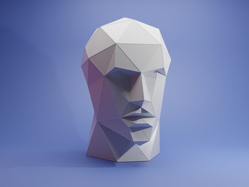 3d Human Face Papercraft. Geometric Origami Full Face Abstract ...
