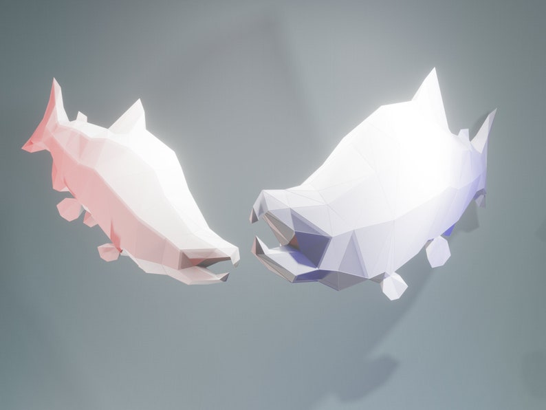 3D Papercraft Salmon Fish Trophy, Alaska Sockeye Paper Home Decoration ...