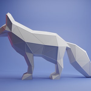 3D Papercraft Arctic Fox Template, Paper Decoration Low Poly Ornament ...