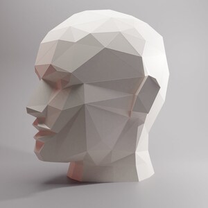 3d Human Face Papercraft Trophy. Origami Full Face Abstract Sculpture ...