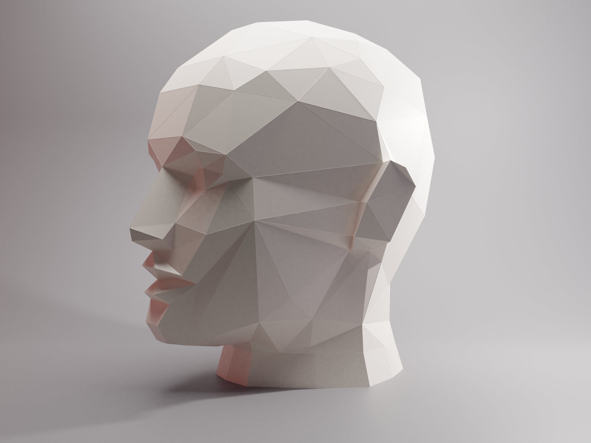 3d Human Face Papercraft Trophy. Origami Full Face Abstract Sculpture ...