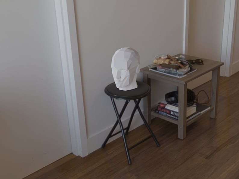 3d Human Face Papercraft Trophy. Origami Full Face Abstract - Etsy México