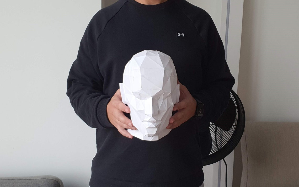 3d Human Face Papercraft Trophy. Origami Full Face Abstract | Etsy