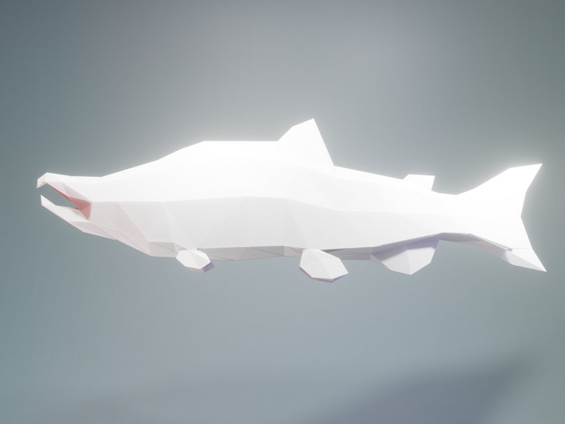 3D Papercraft Salmon Fish Trophy, Alaska Sockeye Paper Home Decoration ...