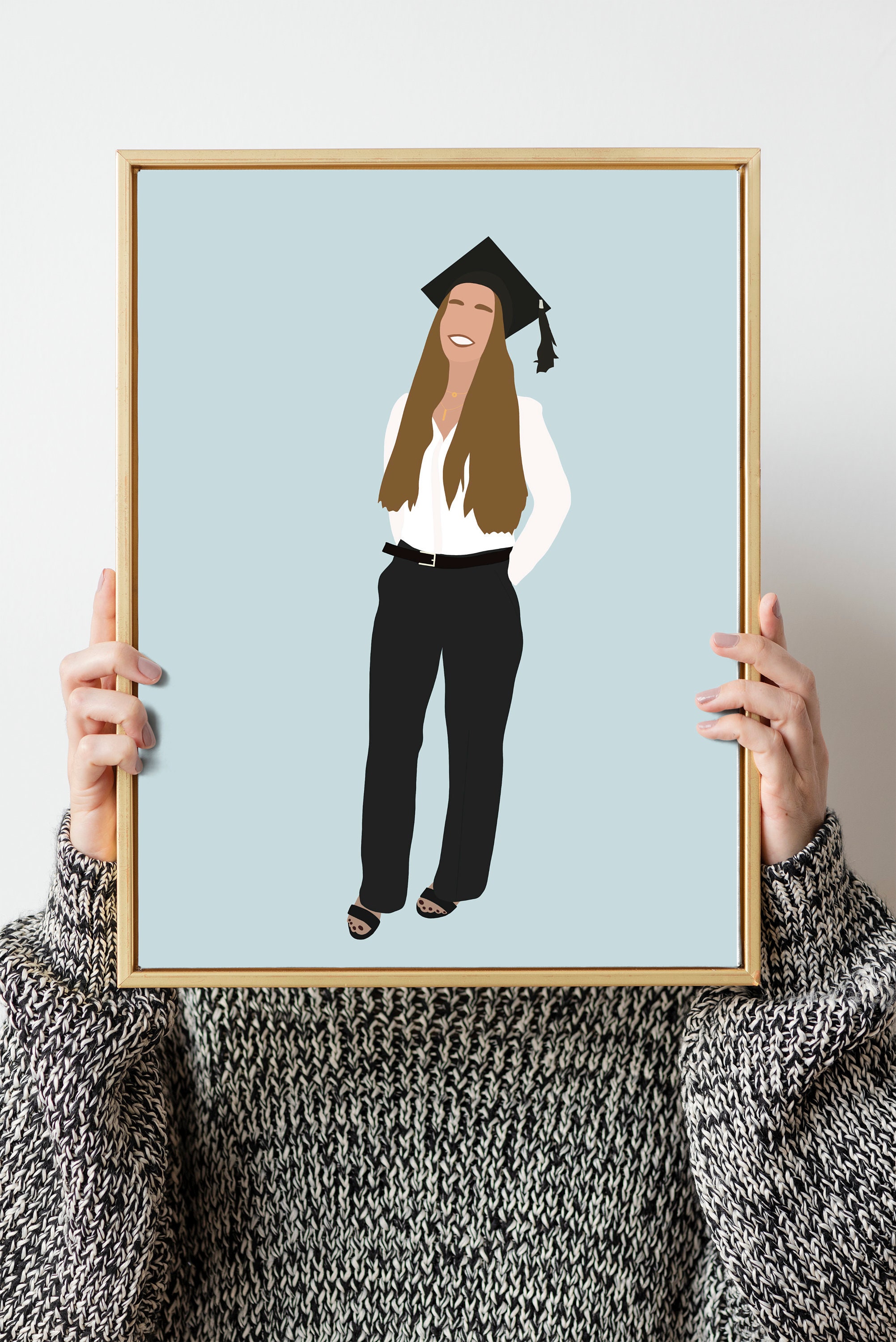 Graduation Portrait From Photo, Custom Grad Gift, Faceless Minimalist ...