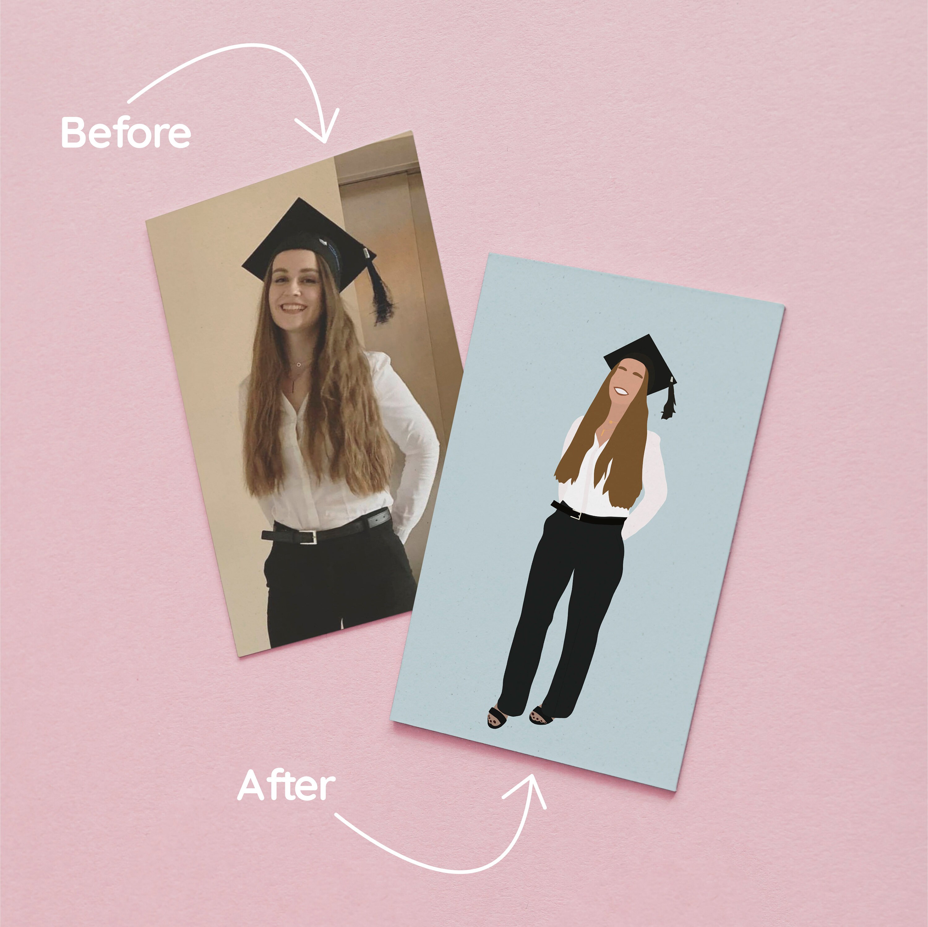 Graduation Portrait From Photo, Custom Grad Gift, Faceless Minimalist ...