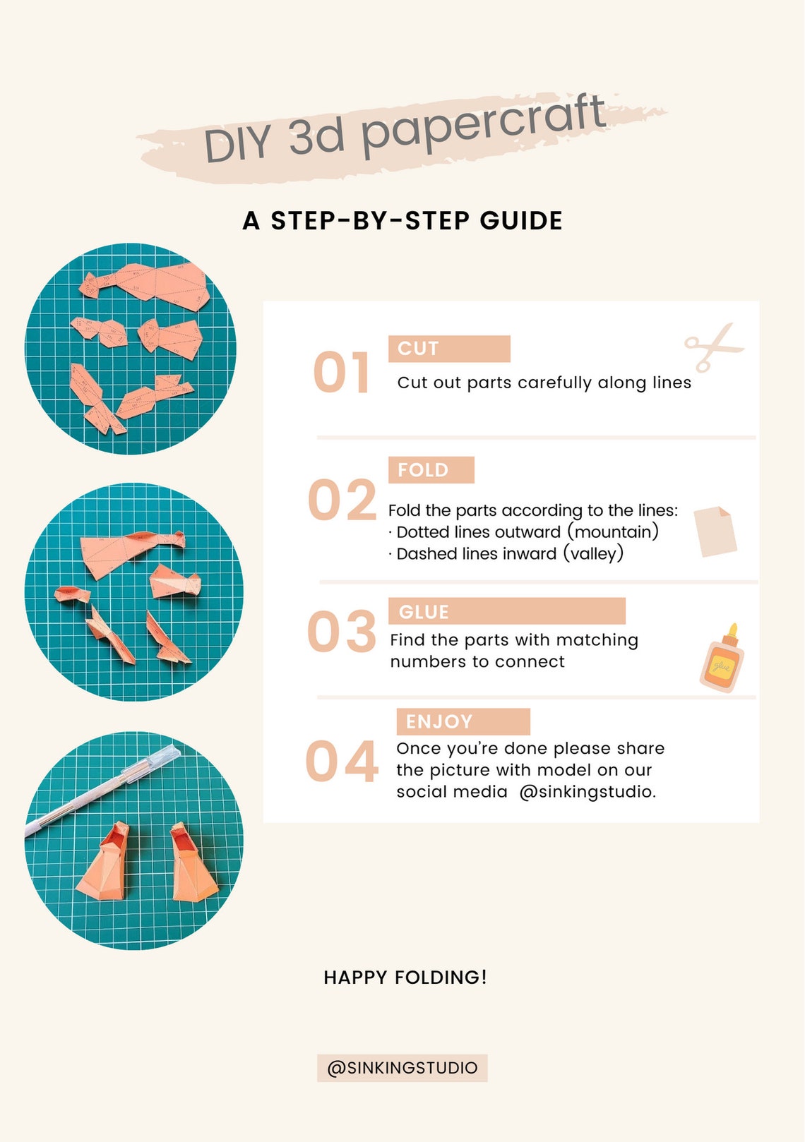 3d Human Face Papercraft. Geometric Origami Full Face Abstract ...