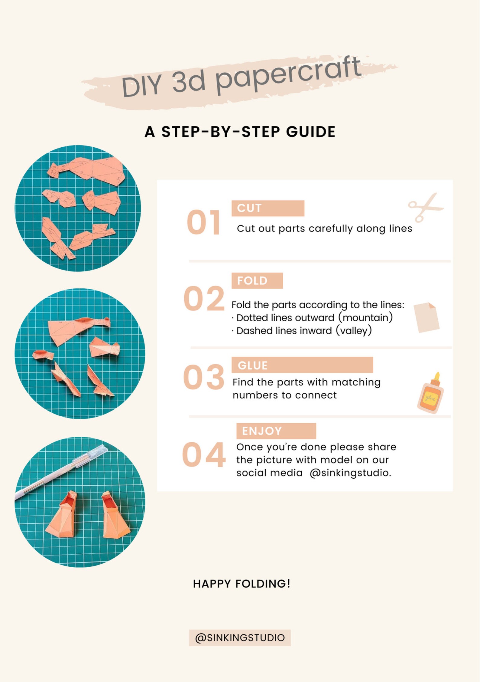 3d Human Face Papercraft. Geometric Origami Full Face Abstract ...