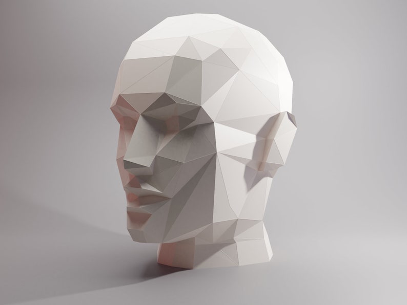 3d Human Face Papercraft Trophy. Origami Full Face Abstract Sculpture ...