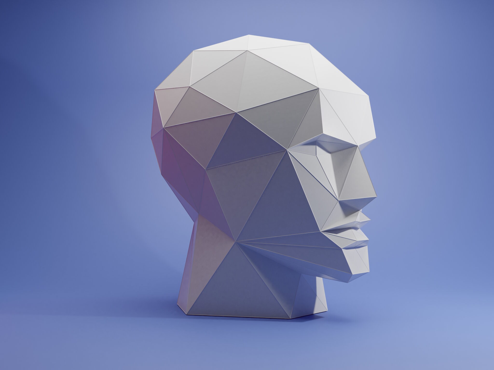 3d Human Face Papercraft. Geometric Origami Full Face Abstract ...