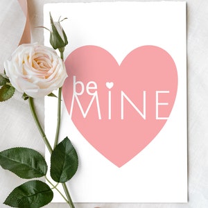 Be Mine Valentine Poster. I Love You Wall Art. Pink Heart for ...