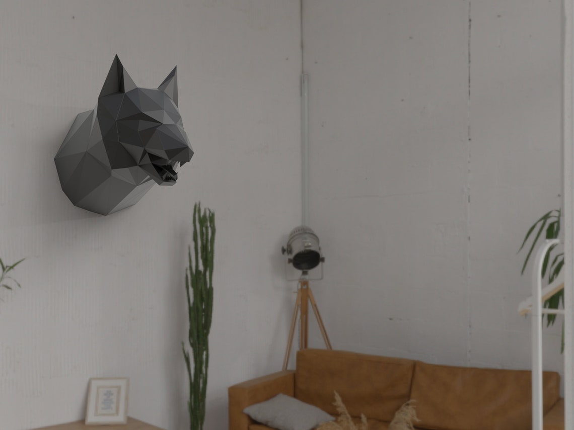 Papercraft Wolf Head Model: DIY 3D Puzzle for Home Decor Wall - Etsy