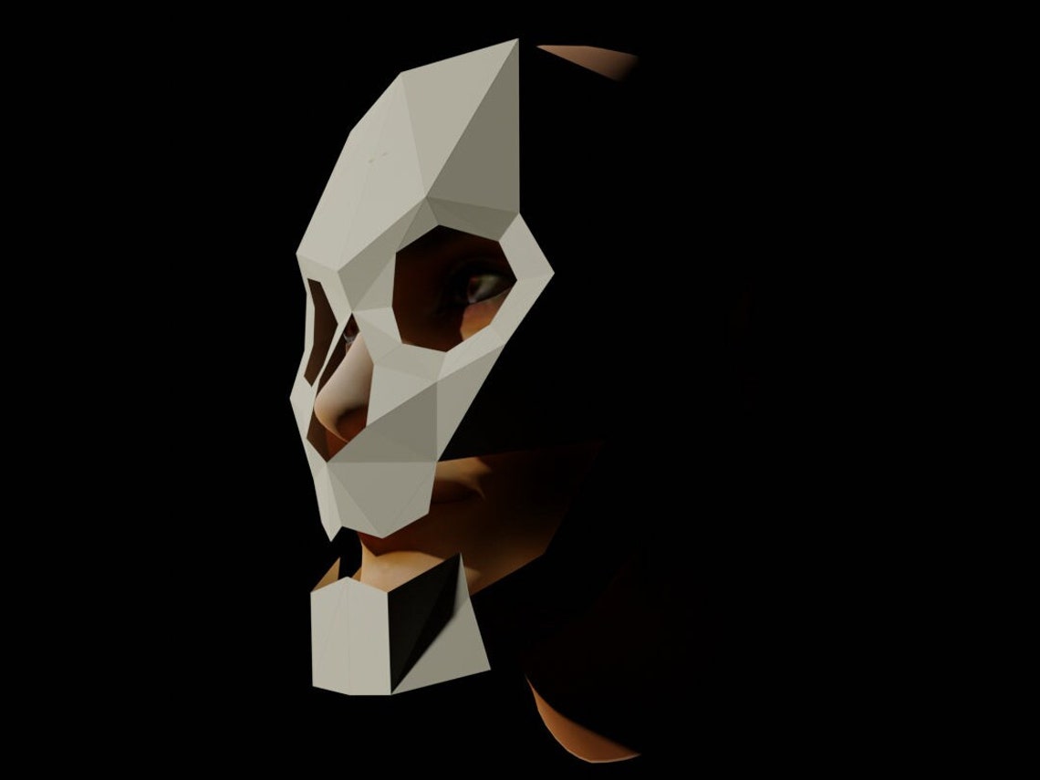 Papercraft Mask, Skull Mask for Halloween and Cosplay Party Lowpoly ...