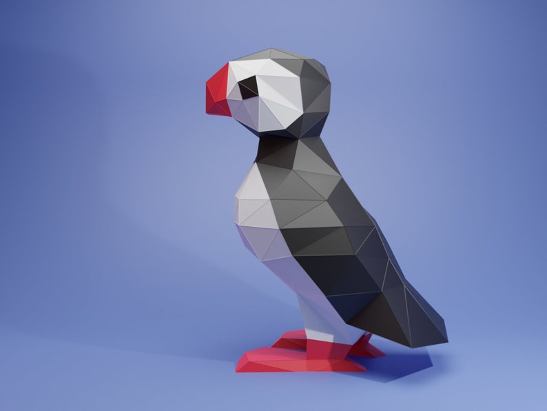 3D Papercraft Bird Decoration , Origami Puffin Sculpture - PDF Pattern ...