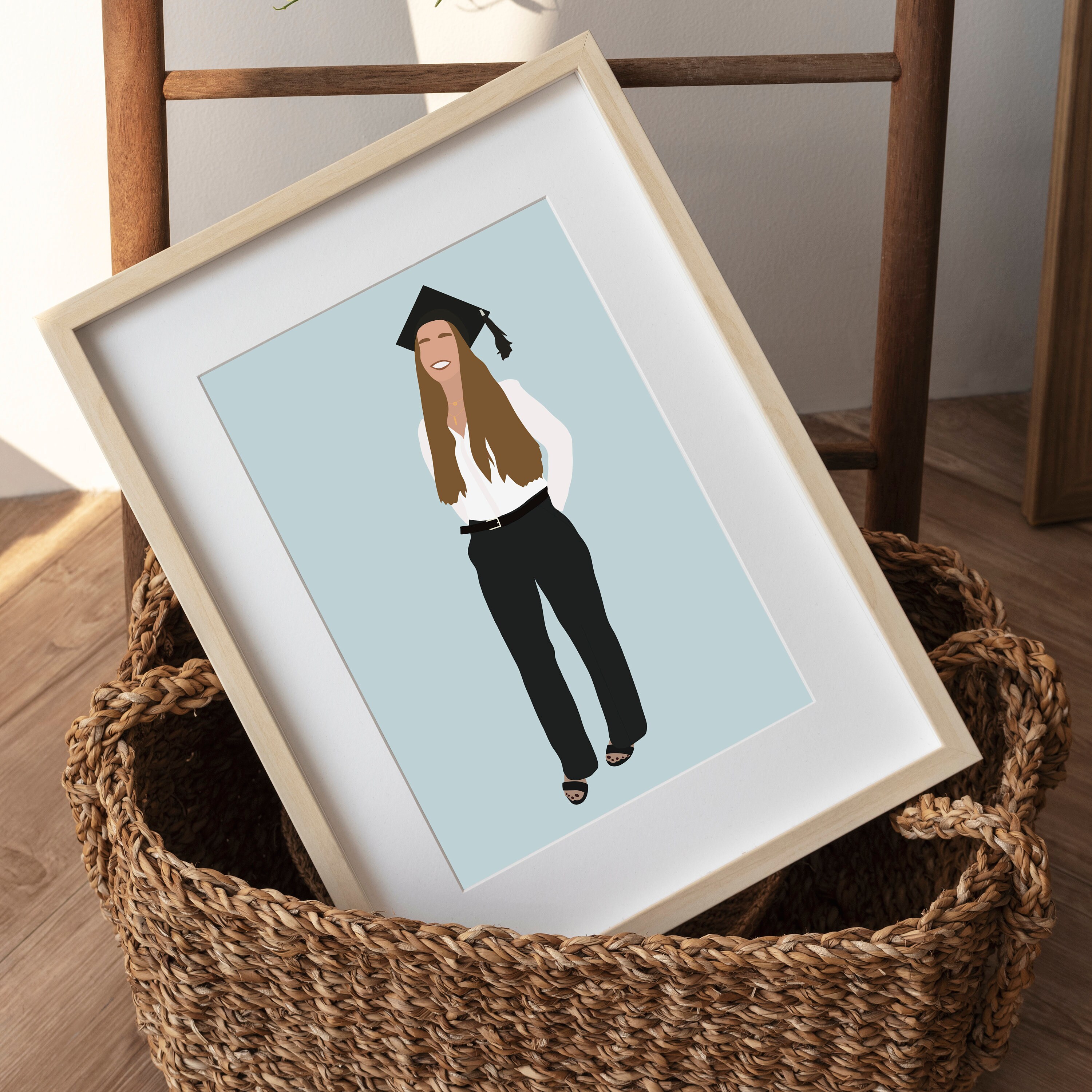 Graduation Portrait From Photo, Custom Grad Gift, Faceless Minimalist ...