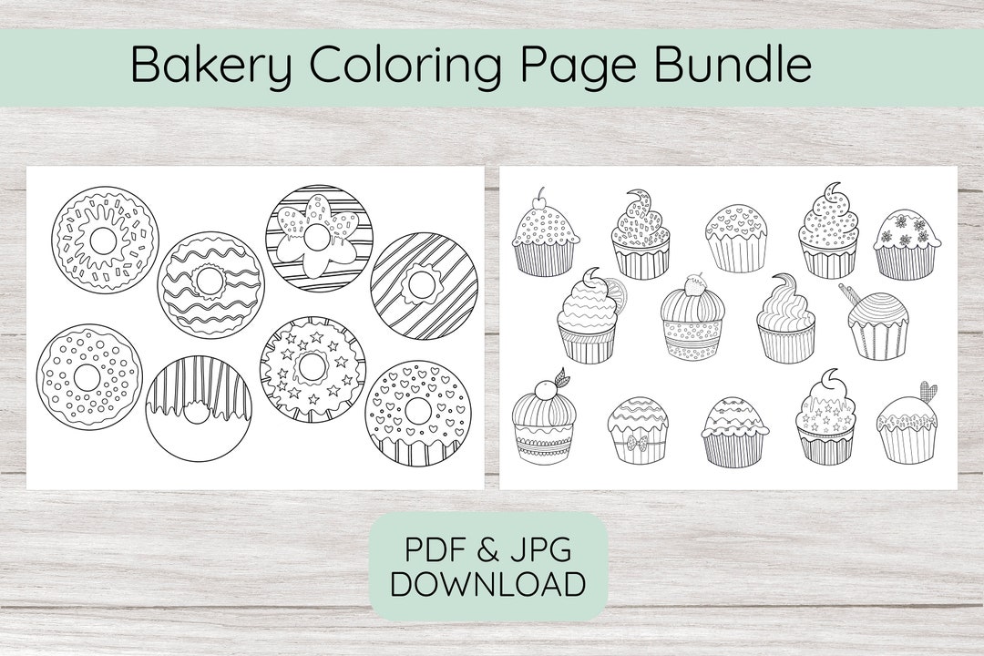 Bakery Coloring Page Bundle. Set of 2 Food Coloring Sheet. - Etsy