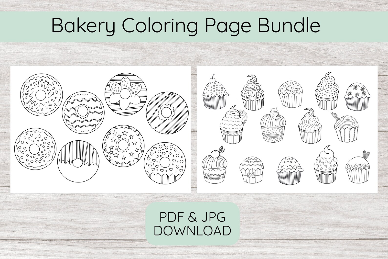Bakery Coloring Page Bundle. Set of 2 Food Coloring Sheet. - Etsy