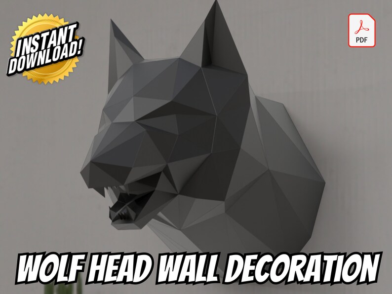 Papercraft Wolf Head Model: DIY 3D Puzzle for Home Decor, Wall Art ...