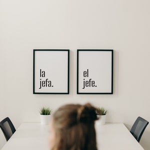La Jefa El Jefe Poster. Set of 2 Prints for Couples. Matching | Etsy