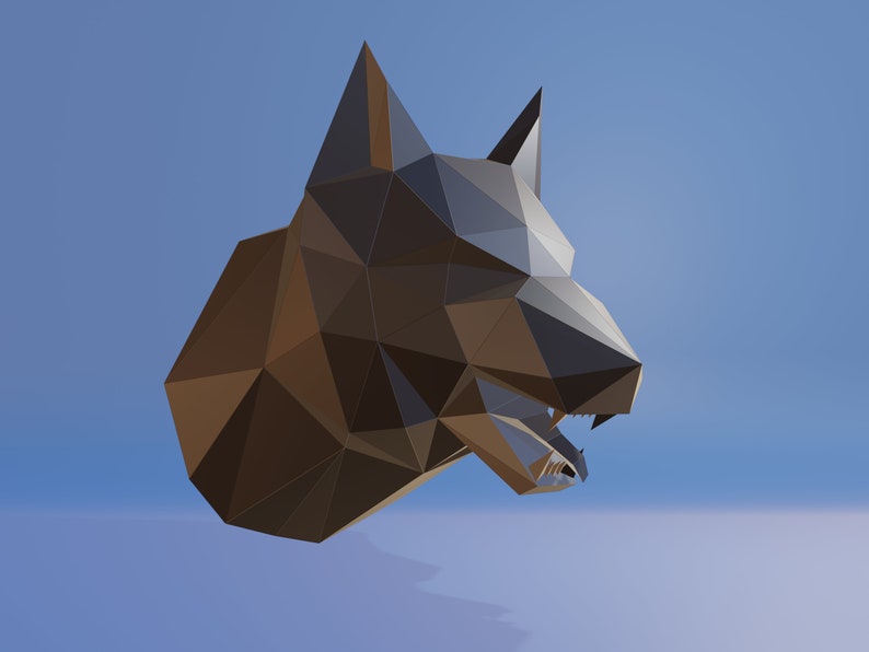 Papercraft Wolf Head Model: DIY 3D Puzzle for Home Decor, Wall Art ...