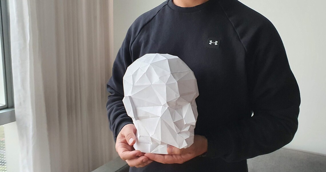 3d Human Face Papercraft Trophy. Origami Full Face Abstract | Etsy