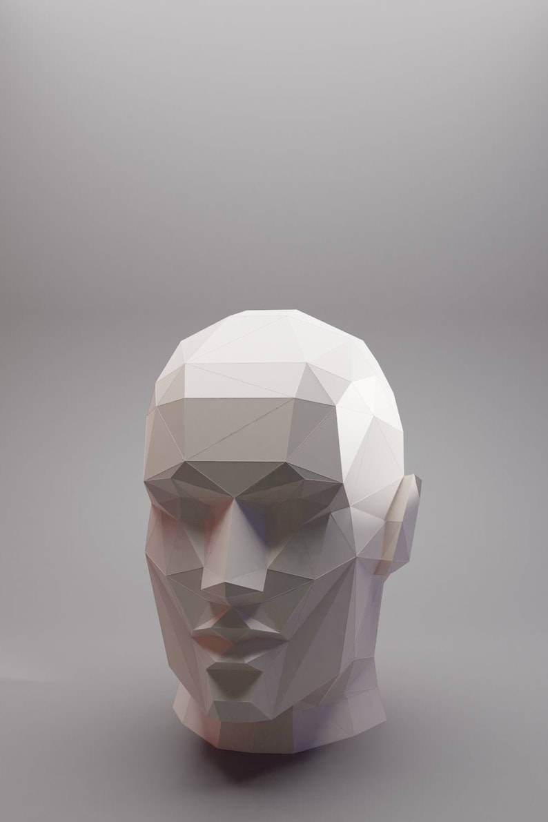 3d Human Face Papercraft Trophy. Origami Full Face Abstract Sculpture ...