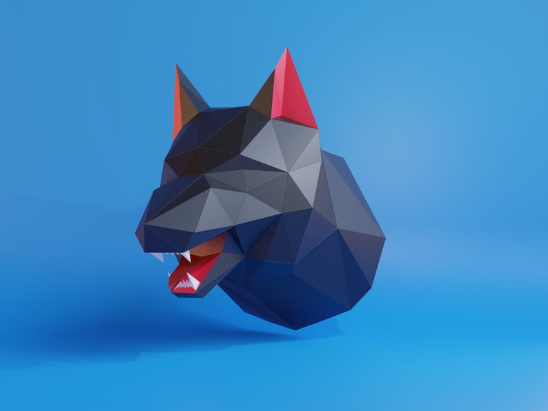 Papercraft Wolf Head Model: DIY 3D Puzzle for Home Decor, Wall Art ...