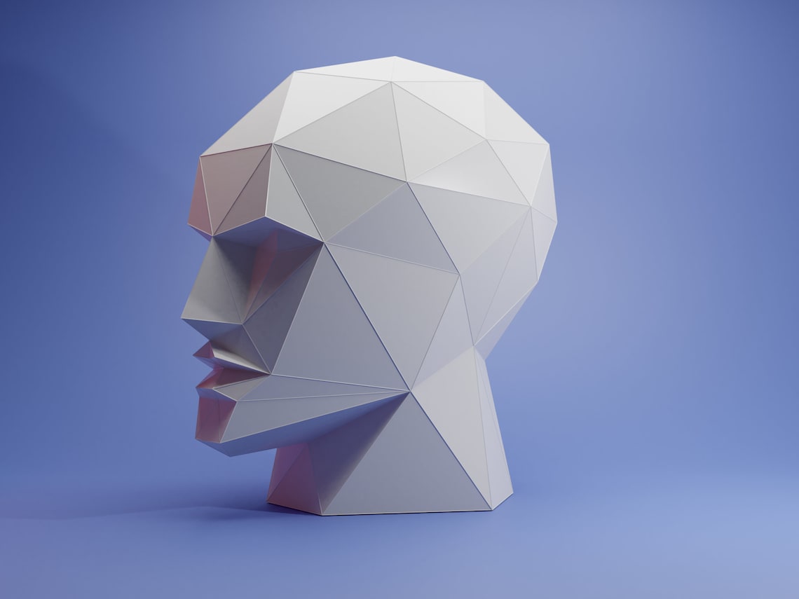 3d Human Face Papercraft. Geometric Origami Full Face Abstract ...