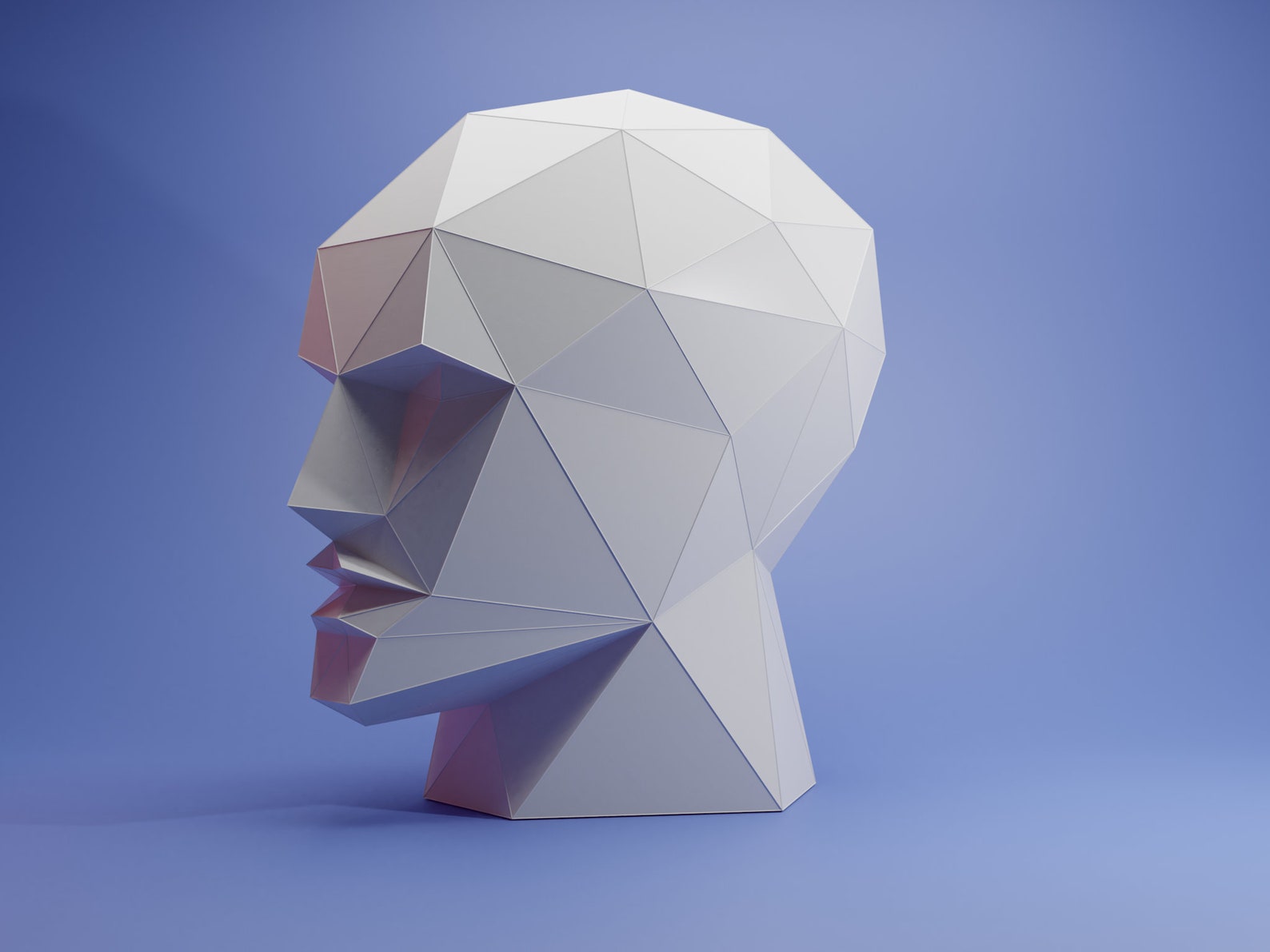 3d Human Face Papercraft. Geometric Origami Full Face Abstract ...