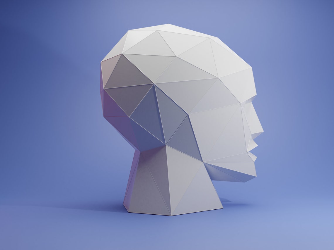 3d Human Face Papercraft. Geometric Origami Full Face Abstract ...