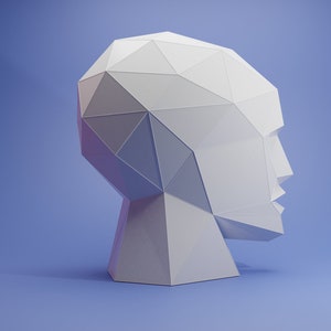 3d Human Face Papercraft. Geometric Origami Full Face Abstract ...