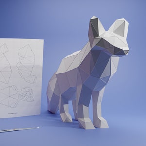 3D Papercraft Arctic Fox Template, Paper Decoration Low Poly Ornament ...