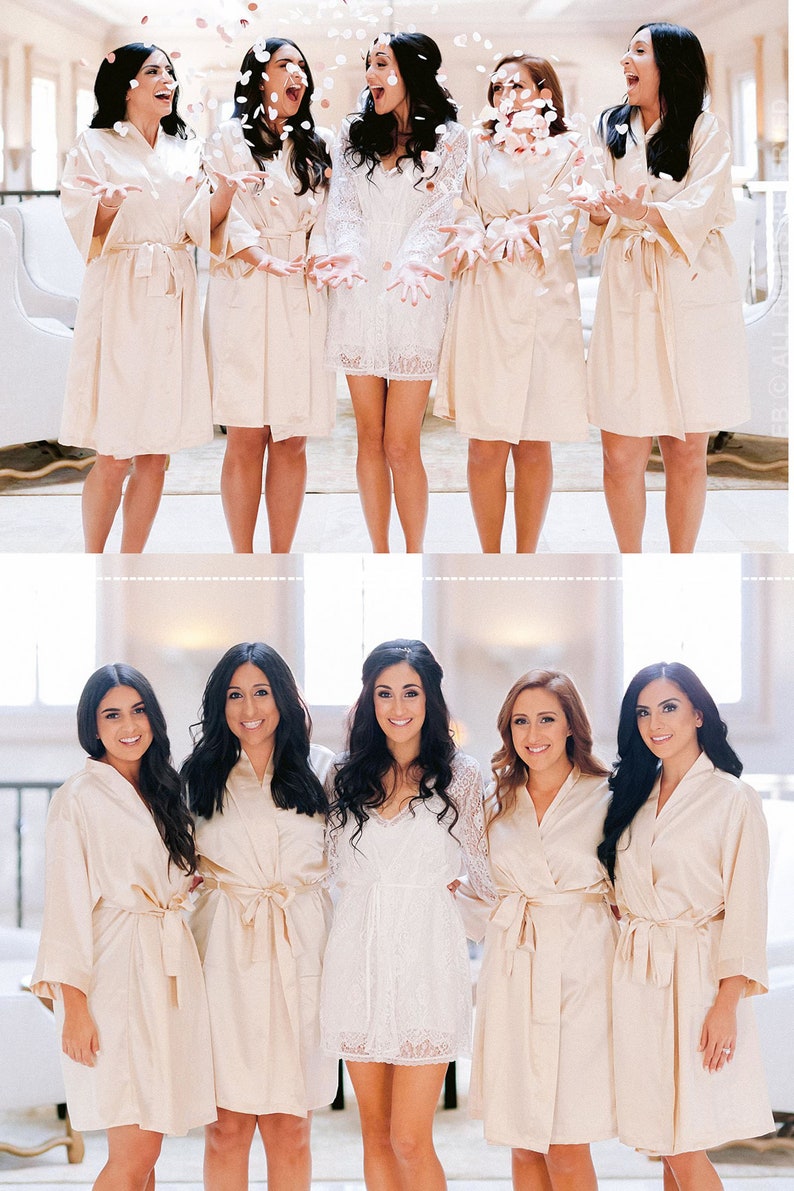 Pink Bridesmaid robe getting ready robe solid silky satin | Etsy