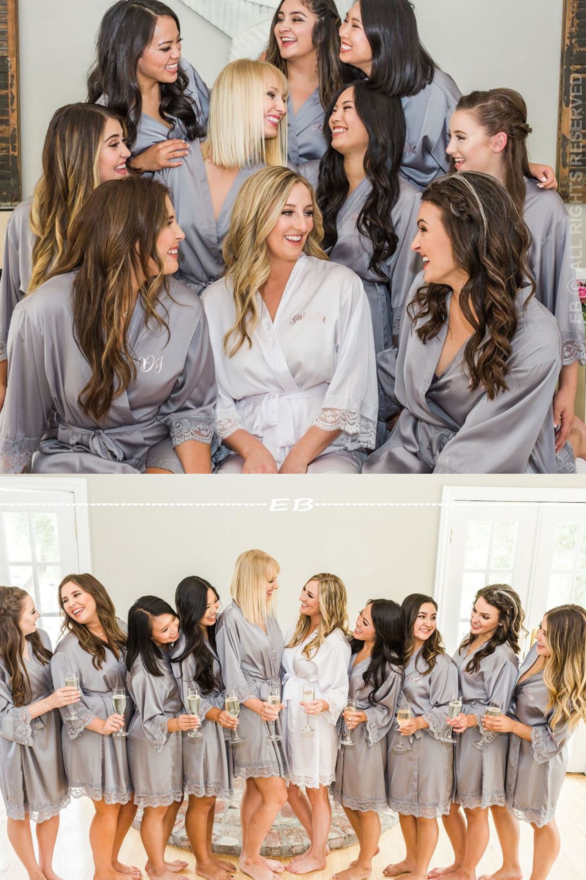 Silver Grey Bridesmaid Robes, Getting Ready Outfit, Proposal Box Gift ...