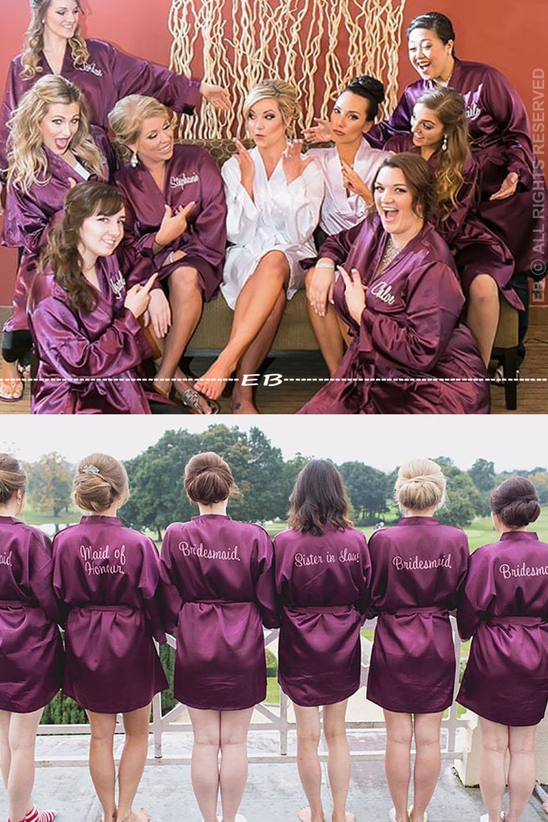 Gray Bridesmaid Robe Getting Ready Robe Solid Silky Satin - Etsy