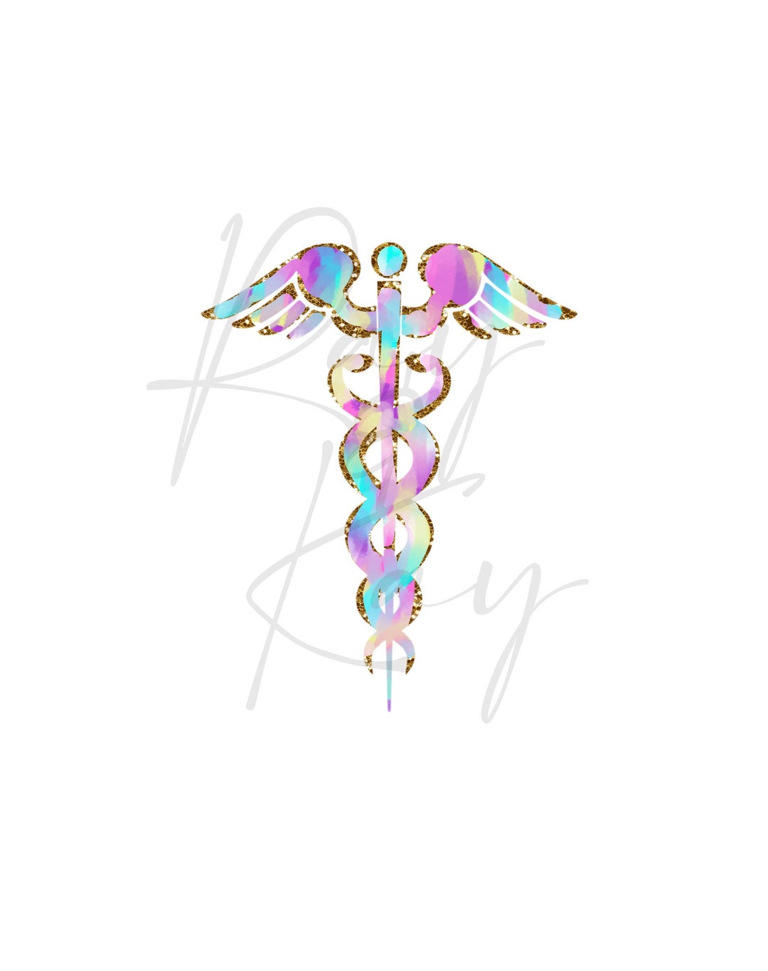 Caduceus Nursing Rainbow PNG - Etsy