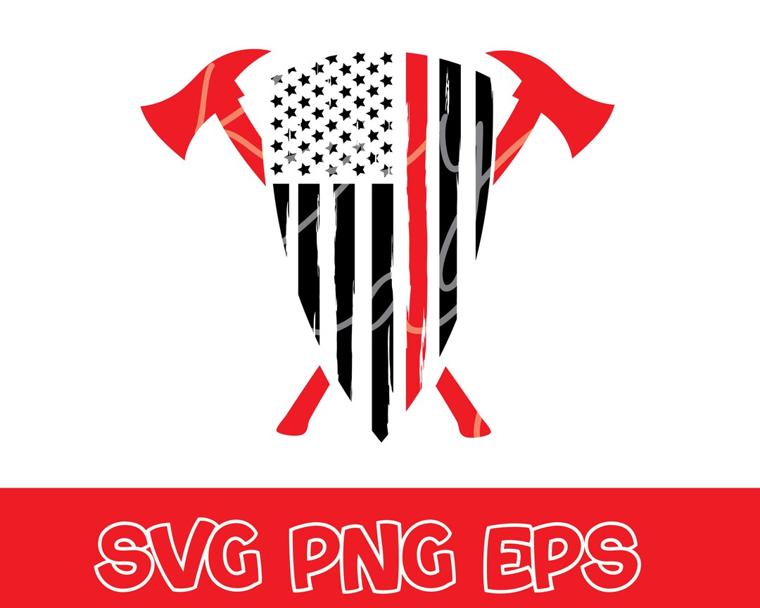 Fire Fighter Shield - Red Ax - Red Line - Fire Fighter - SVG/PNG/EPS - Etsy