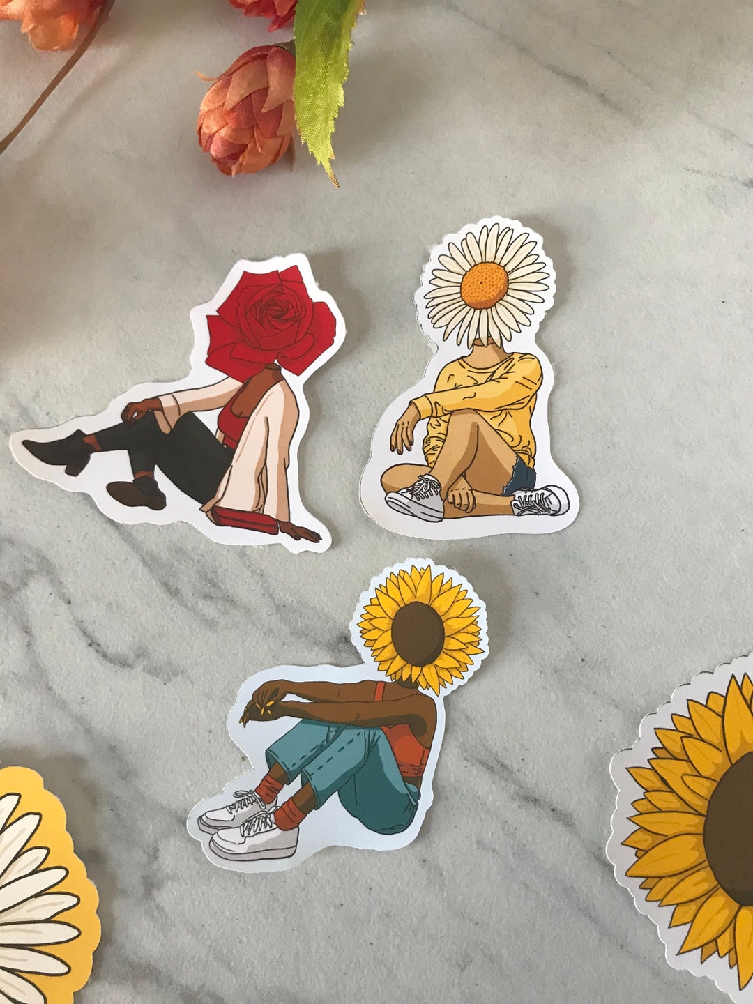 Flower Girls Stickers | Waterproof Stickers for Laptop Phone Water ...