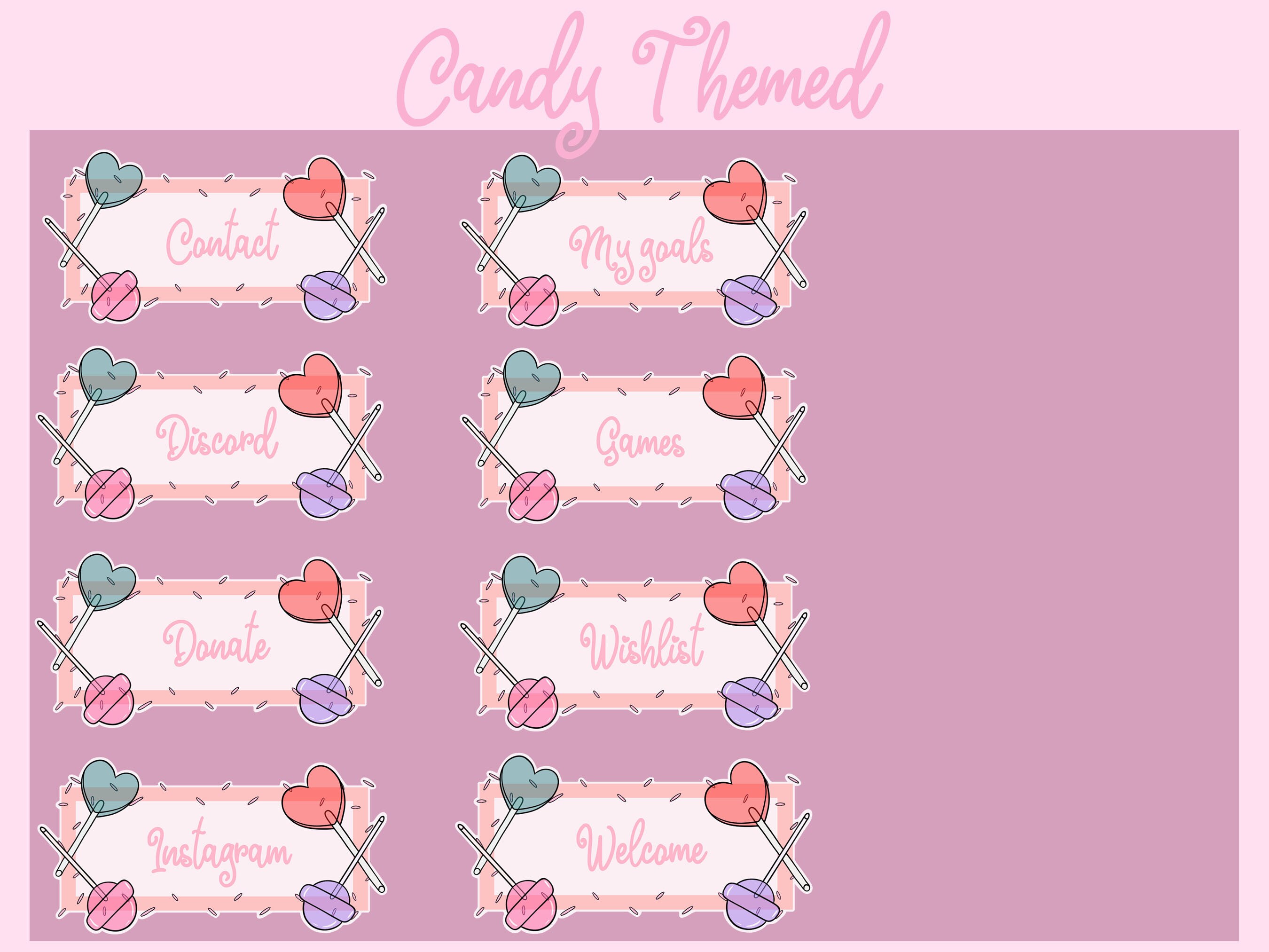 Cute Candy Themed TWITCH PANELS - Pink - Streamer - Twitch - Discord ...