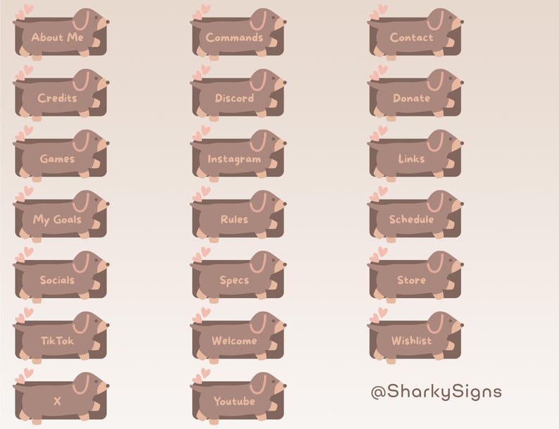 Dachshund Cute Themed TWITCH PANELS - Dog - Streamer - Twitch - Discord ...