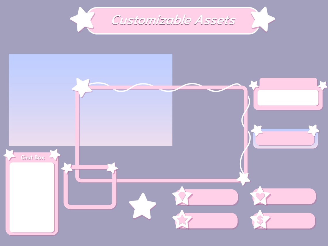 Twitch Stream Package PINK STAR Streamer Graphics Twitch Streamer ...